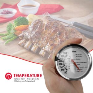 Home Basics, Silver (1 Instant Read Large Stainless Steel Mechanical Meat Thermometer, 2.5" x 2.5" x 5.25"