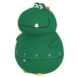 cartoon timer kids cute kitchen timer 60-minute timer animal reminder no batteries for study work exercise home desktop decor (dinosaur-green)