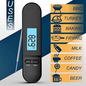 Meat Thermometer, Digital Instant Read Food Thermometer, 2S Ultra Fast Instant Read Waterproof Digital Kitchen Thermometer Probe for Grilling, BBQ, Baking, Candy, Liquids, Oil，Roast Turkey