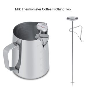 Milk Thermometer, Food Coffee Foam Frothing Temperature Stainless Steel Probe Clip Barista for Drinks Chocolate Liquid Water Candle Meat Cooking Turkey Grill Instant Read Probe Calibrable Large Dial