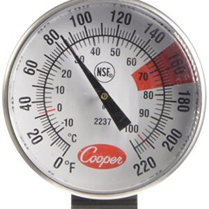 COOPER - 123186 Cooper-Atkins 2237-04-8 Stainless Steel Bi-Metal Espresso Milk Frothing Thermometer, -10 to 104°C