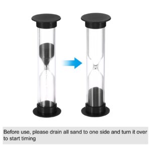 PATIKIL 1 Minute Sand Timer, 6Pcs Small Sandy Clock with Plastic Cover, Count Down Sand Glass for Games, Kitchen, Party Favors DIY Decoration, Black