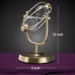 SuLiao Empty Hourglass Fillable,10 Inch Large Brass Frame 360° Rotating DIY Sand Timer, Unity Sand Hourglass for Wedding Ceremony Set, Antique Without Sand Clock Sandglass for Desk Home Office Decor