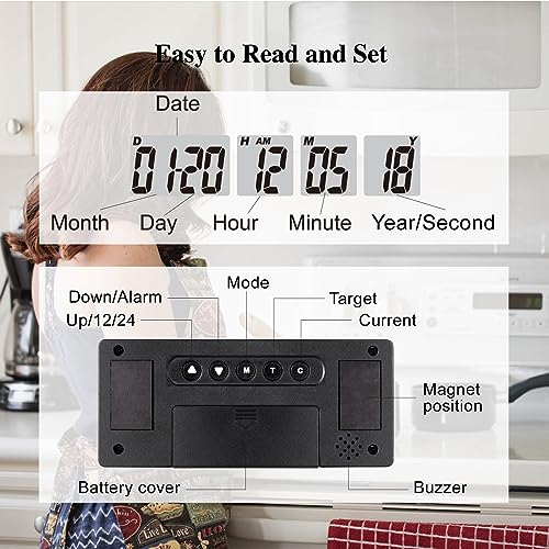 Jayron Reusable and Magnet Countdown Timer 9999 Days Digital Alarm Loud Clock Bedside Reminder, Kitchen Countdown Timer for Event Reminder Baby Retirement Cooking Pregnancy Wedding Christmas (Blue)