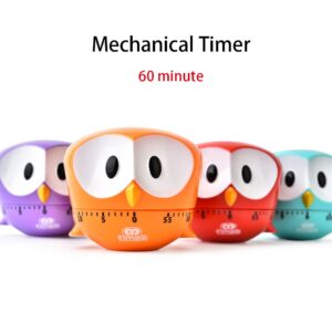 FCOVUVDBD Red Owl Mechanical Kitchen Timer, 60-Minute Wind Up Dial 360° Rotating, Cute Timer for Cooking/Reading/Do Sport