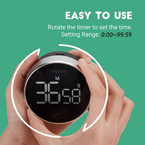 Digital Kitchen Timer for Cooking, INKBIRD Productivity Timer with Countdown CountUp 3-Levels Alarm, Magnetic Rechargeable USB Visual Egg Timer IDT-01 for Kitchen, Classroom, Kid Study