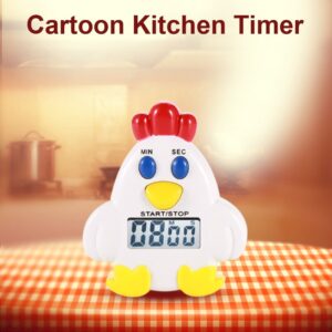 BuyWeek Chicken Timer, Cute Cartoon Kitchen Timer LCD Electronic Digital Cooking Timer Reminder Countdown Timer for Cooking Baking