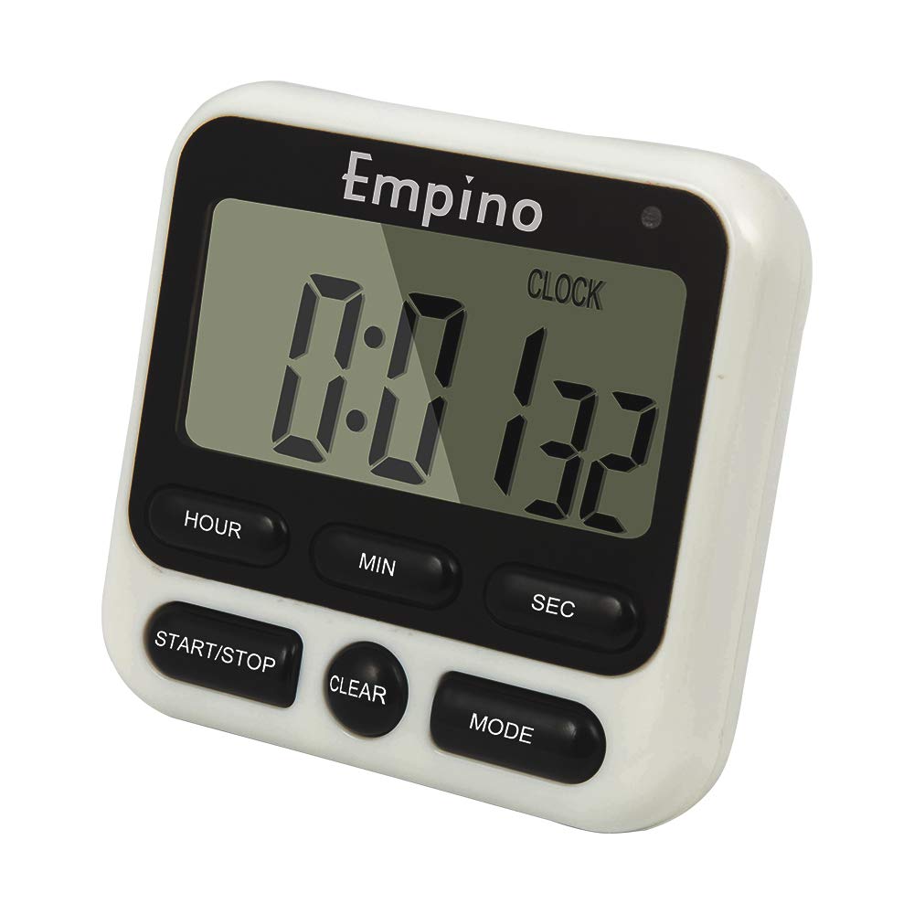 Empino Digital Kitchen Timer, Cooking Timer, 12-Hour Display Clock, Large Display, Strong Magnet Back, Loud Alarm, Memory Function, Count-Up & Count Down for Cooking Baking Sports Game Office Exercise