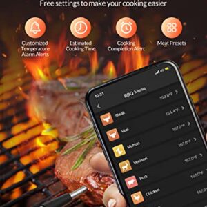 Smart Meat Thermometer, OSCEVIA 2-Probe Food Thermometer with Smart Alert, 262ft Wireless Range, IP67 Waterproof, Magnetic Design for BBQ, Kitchen, Air Fryer, Garden, Oven, Grill, Rotisserie