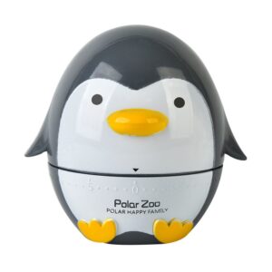 golandstar cute cartoon penguin timers 60 minutes mechanical kitchen cooking timer clock loud alarm counters mini size manual timer (black)