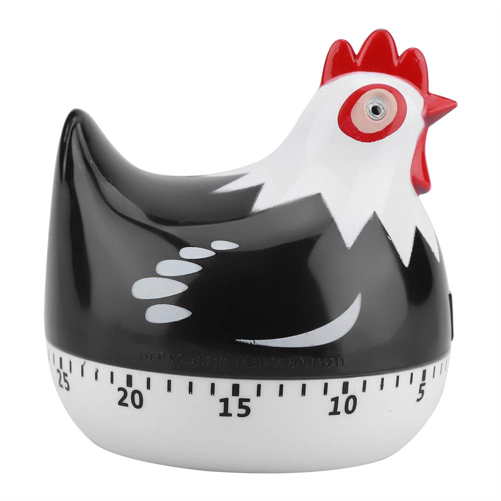 Cute Timers 60 Minutes Loud Alarm Manual Timer Chicken Cartoon Kitchen Cooking Timer Clock for Cooking Baking (Black)