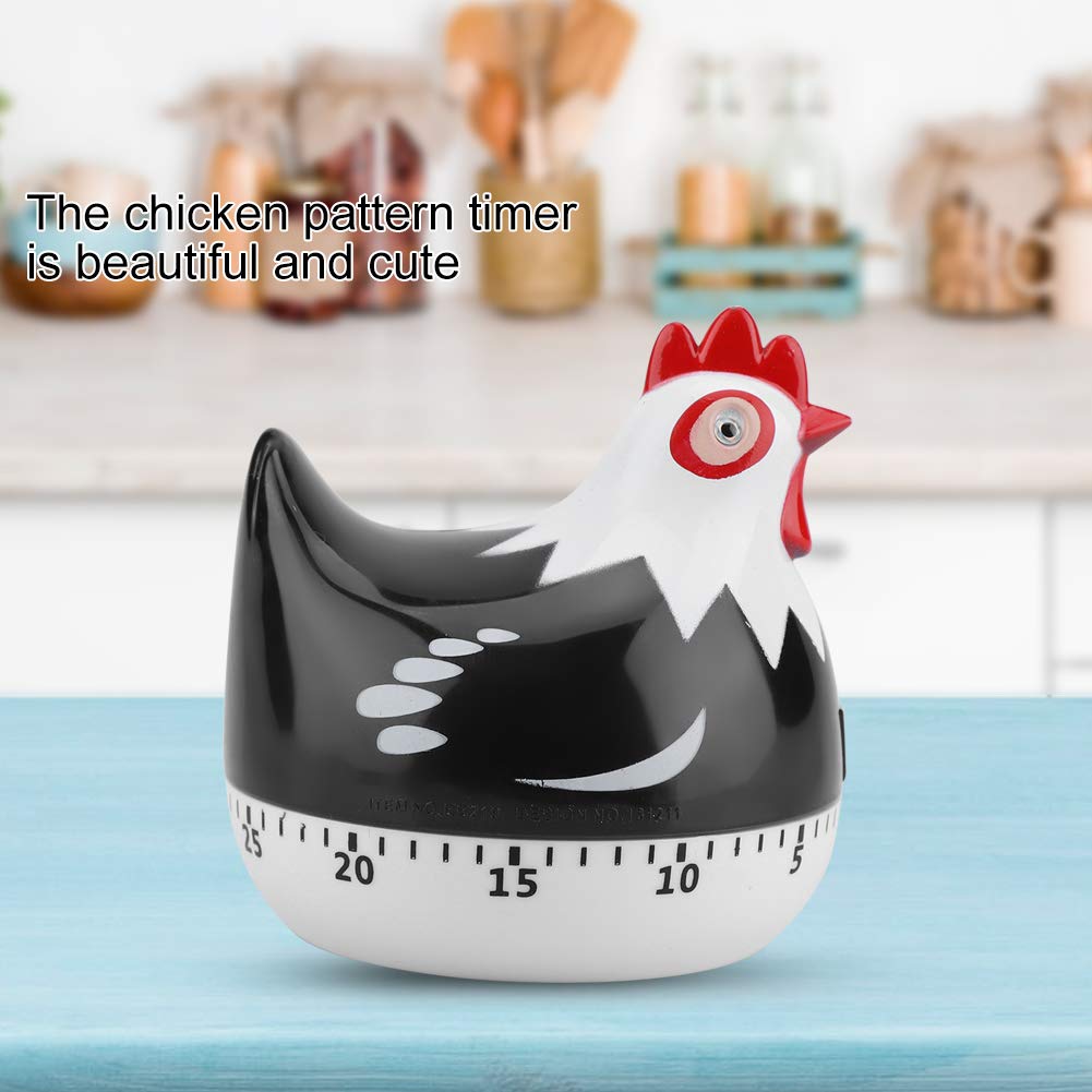 Cute Timers 60 Minutes Loud Alarm Manual Timer Chicken Cartoon Kitchen Cooking Timer Clock for Cooking Baking (Black)