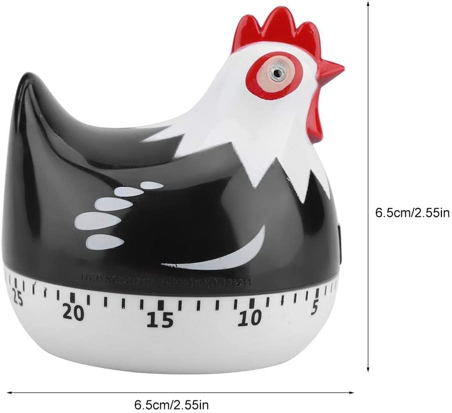 Cute Timers 60 Minutes Loud Alarm Manual Timer Chicken Cartoon Kitchen Cooking Timer Clock for Cooking Baking (Black)