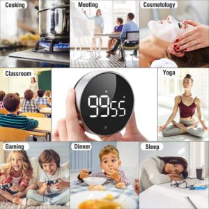 Teacher Timers, 3.8-inch Large Digital Classroom Timer for Kids, LED Magnetic Countdown timers with Constant Bright Function, Silent Timer for Students and Teachers