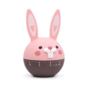 audrwall cute kitchen timer mechanical timer for kids, 60 minutes manual cooking timer wind up countdown timer cute timer for cooking reading sports study time management and desktop decor (rabbit)