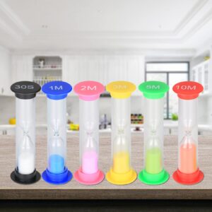 Sand Timer,6 PCS Plastic Hourglasses Timer,Colorful Small Sandglass Sand Clock Timer 30 Sec,1 Min,2 Mins,3 Mins,5 Mins,10 Mins Timer Clock,Sand Timers for Kids Brushing Teeth Games Classroom Home