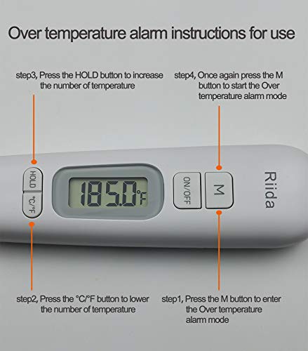 Digital Meat Thermometer Candy Thermometer with Large Display Kitchen Instant Read Cooking Food Thermometer for BBQ Smoker Grilling Oil Deep Fry Meat Thermometer with Long Probe