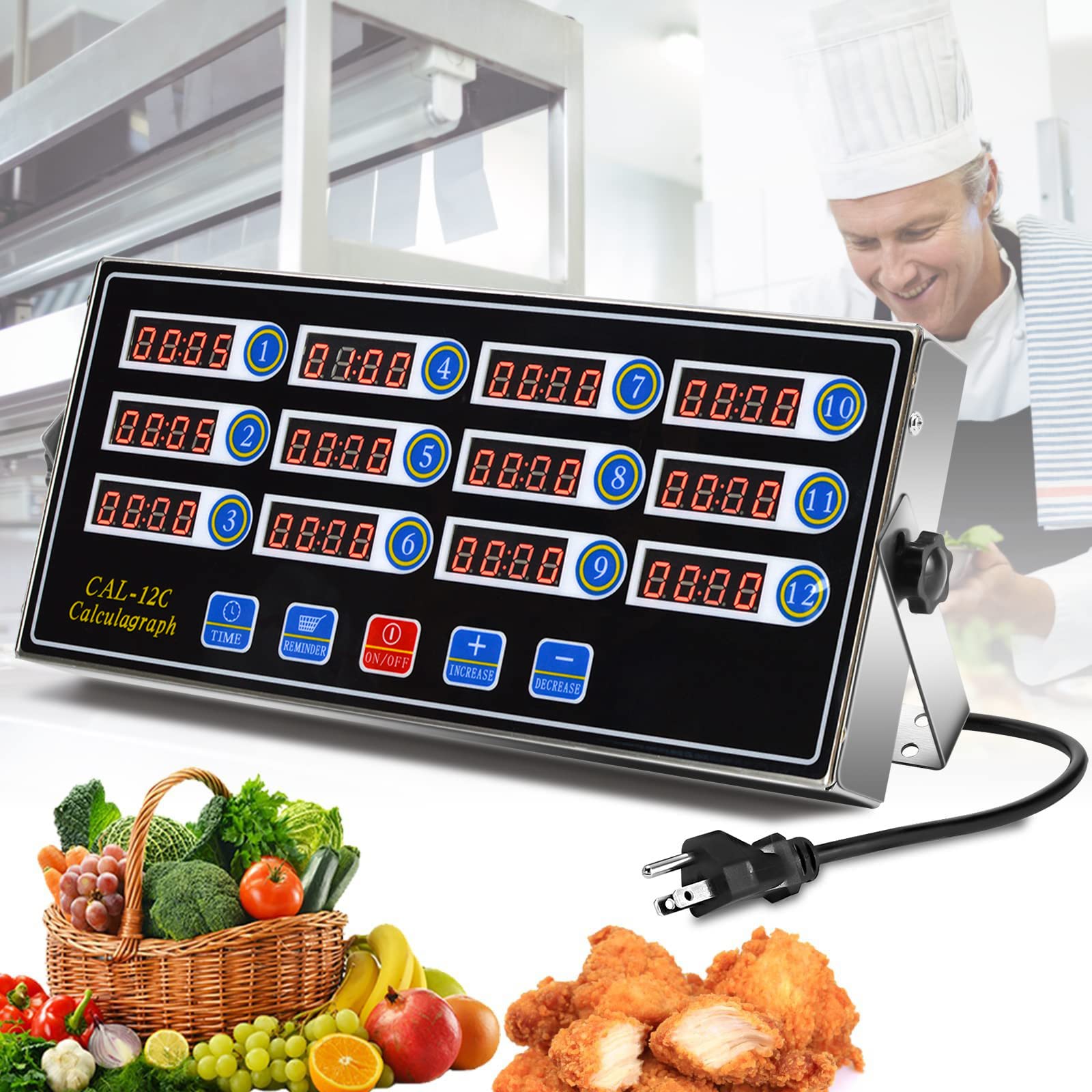 Commercial Restaurant Kitchen Timers 12 Channel Digital Cooking Timers Multiple for Restaurant Home Kitchen