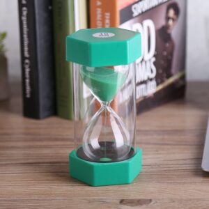 Colorful Sandglass Timer Hourglass Sand Timer 3 min/10 mins/20 mins/30 mins/60 mins Sand Clock Timer for Games Classroom Home Office(Green)