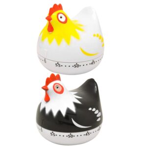 zerodeko 2pcs kitchen timer wind up 60- minute mechanical visual timers 3d chicken shaped alarm clock egg timer countdown clocks for classroom baking cooking