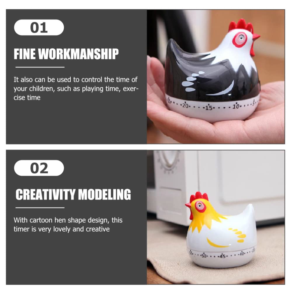 Zerodeko 2pcs Kitchen Timer Wind Up 60- Minute Mechanical Visual Timers 3D Chicken Shaped Alarm Clock Egg Timer Countdown Clocks for Classroom Baking Cooking