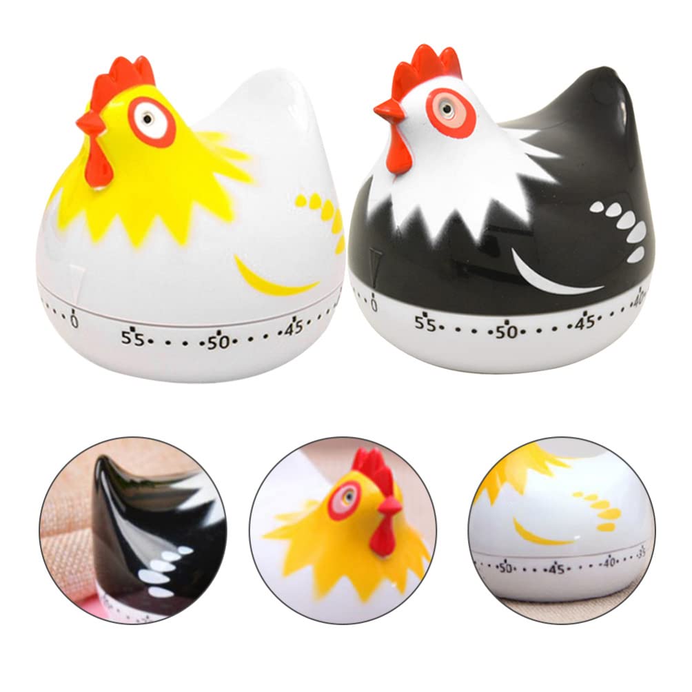 Zerodeko 2pcs Kitchen Timer Wind Up 60- Minute Mechanical Visual Timers 3D Chicken Shaped Alarm Clock Egg Timer Countdown Clocks for Classroom Baking Cooking