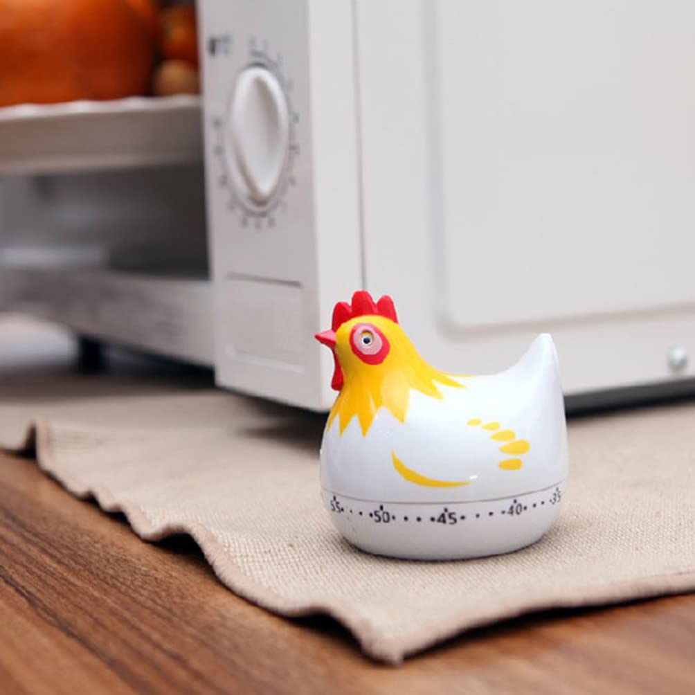 Zerodeko 2pcs Kitchen Timer Wind Up 60- Minute Mechanical Visual Timers 3D Chicken Shaped Alarm Clock Egg Timer Countdown Clocks for Classroom Baking Cooking