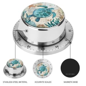 Kitchen Timer, Kitchen Timers for Cooking, Kitchen Timer Magnetic, Turtle Ocean Map Vintage Pattern Waterproof Time Timer Stainless Steel Multiuse for Home Baking Cooking Oven