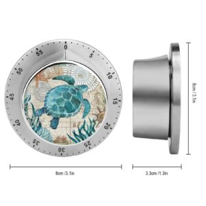 Kitchen Timer, Kitchen Timers for Cooking, Kitchen Timer Magnetic, Turtle Ocean Map Vintage Pattern Waterproof Time Timer Stainless Steel Multiuse for Home Baking Cooking Oven