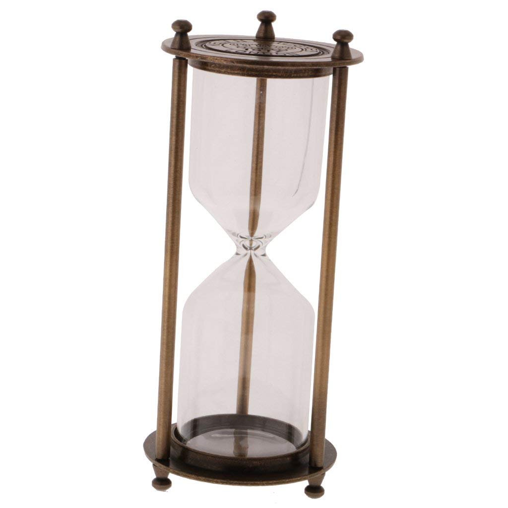 Backbayia Retro Metal Sandglass Empty Hourglass Sand Timer Without Sand for Home Office Decoration (Bronze - L)