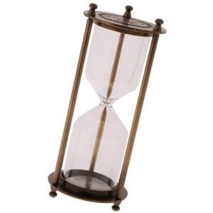 Backbayia Retro Metal Sandglass Empty Hourglass Sand Timer Without Sand for Home Office Decoration (Bronze - L)