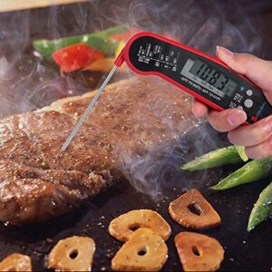 YOUSAL Instant Digital Food and Meat Thermometer for Grill, Oven, Baking and Candy - Waterproof - Ultra Fast Reading - Large Backlit LCD Display & Calibration- Stainless Steel Probe - Outdoor Cooking