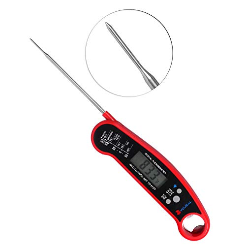 YOUSAL Instant Digital Food and Meat Thermometer for Grill, Oven, Baking and Candy - Waterproof - Ultra Fast Reading - Large Backlit LCD Display & Calibration- Stainless Steel Probe - Outdoor Cooking