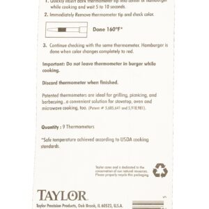 TAYLOR PRECISION PRODUCTS Disposable Hamburg Thermometer