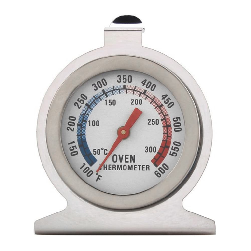 Oven Thermometer 50-300°C/100-600°F, Oven Grill Fry Chef Smoker Thermometer Instant Read Stainless Steel Thermometer Kitchen Cooking Thermometer, Large Dial Kitchen Cooking Oven Thermometer Silver