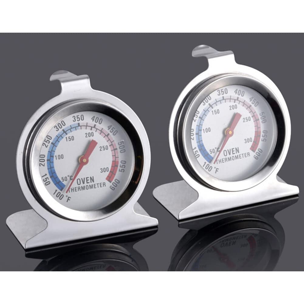 Oven Thermometer 50-300°C/100-600°F, Oven Grill Fry Chef Smoker Thermometer Instant Read Stainless Steel Thermometer Kitchen Cooking Thermometer, Large Dial Kitchen Cooking Oven Thermometer Silver