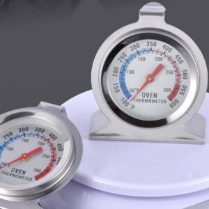 Oven Thermometer 50-300°C/100-600°F, Oven Grill Fry Chef Smoker Thermometer Instant Read Stainless Steel Thermometer Kitchen Cooking Thermometer, Large Dial Kitchen Cooking Oven Thermometer Silver