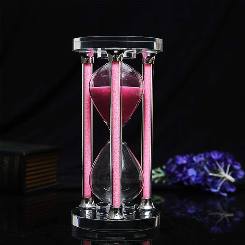 Falytemow 30 Minutes Heart Shape Hourglass Sand Timer Crystal Sand Timer Egg Hourglass for Kitchen Child Brushing Teeth School Teaching (30 Minute, Pink)