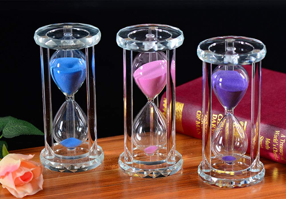 Crystal Hourglass 15/30/60 Minutes Sandglass Timers Kitchen Cooking Sand Clock Timer Home Office Christmas Birthday Present Gift Box Sand Glass (15 Minutes, Pink)