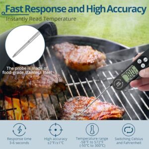 ALLmeter Instant Read Meat Thermometer Digital Food Meat Thermometer Foldable Probe for Cooking Temperature Steak Thermometers for Outdoor BBQ Grill Kitchen Oven Barbecue