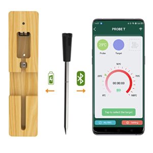 kt thermo digital meat cooking thermometer with 195ft bluetooth wireless range/mobile phone connection/smart app/for cooking and grilling/probe type