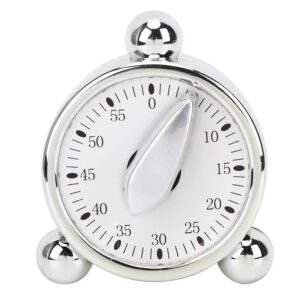 baking timer mechanical cooking reminder 60 minute kitchen timer, silver