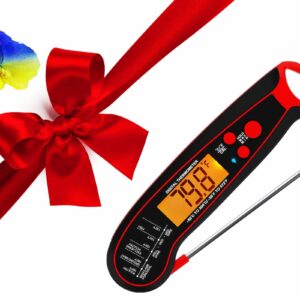 KUKVINA Instant Read Meat Thermometer for Cooking,Upgraded Waterproof Fast & Precise Digital Food Thermometer with Backlight, Magnet, Calibration, and Foldable Probe for Grill, BBQ,Roast Turkey