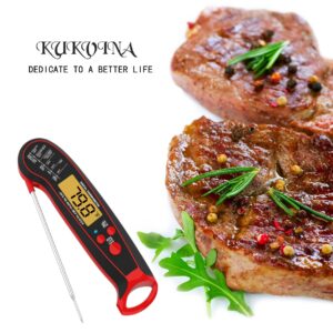 KUKVINA Instant Read Meat Thermometer for Cooking,Upgraded Waterproof Fast & Precise Digital Food Thermometer with Backlight, Magnet, Calibration, and Foldable Probe for Grill, BBQ,Roast Turkey