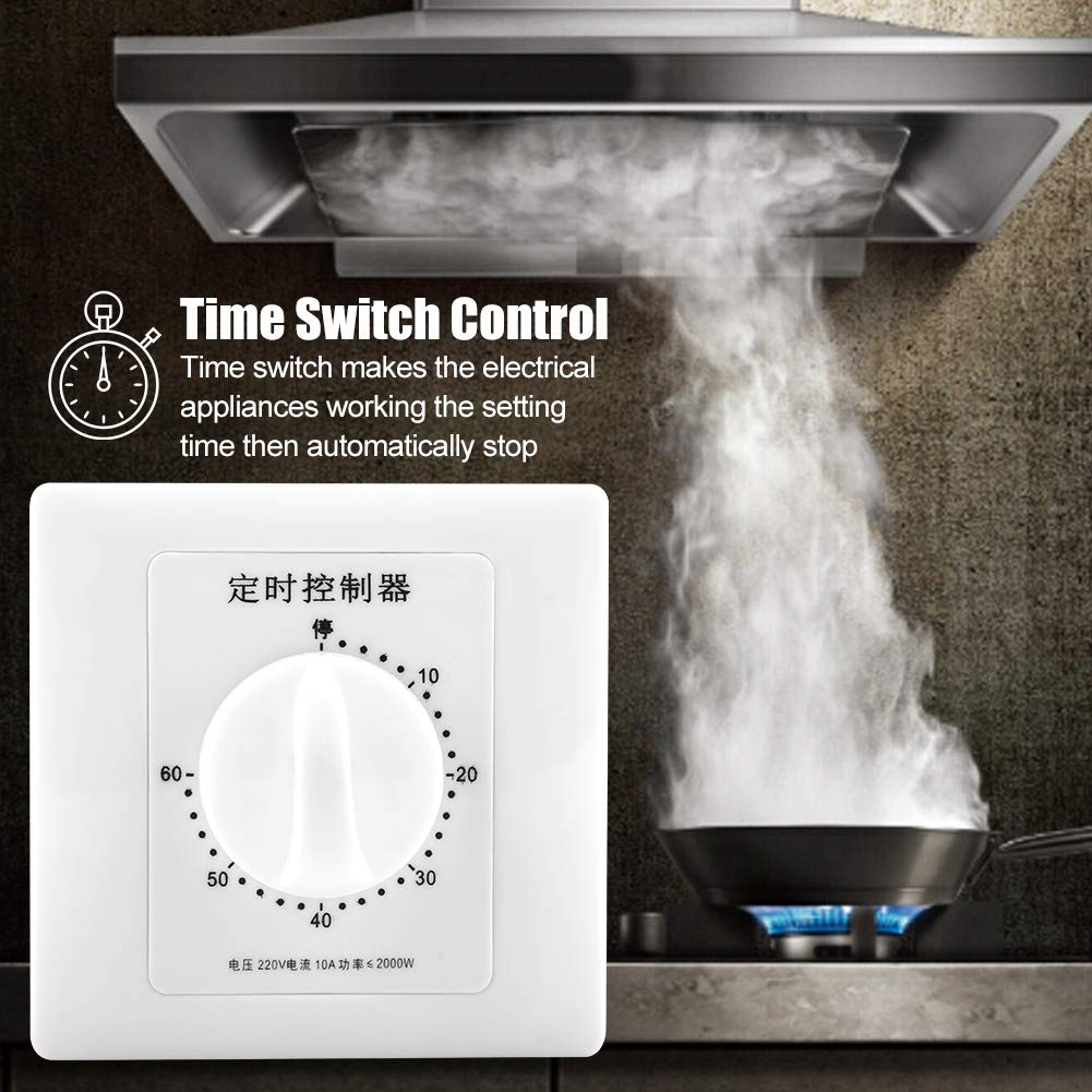 Mechanical Kitchen Timer, 220V Water Pump Timer Mechanical Countdown Indoor Intelligent Time Switch Control (60minutes)