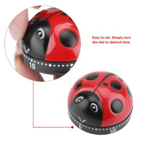 Ladybug Kitchen Timers, Cute Cooking Timer Baking Clock 60 Minute Mechanical Manual Clockwork Alarm No Battery Required for Classroom Bathroom Reading Sports Baking Gifts Game Exercise Office