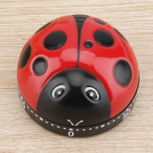 Ladybug Kitchen Timers, Cute Cooking Timer Baking Clock 60 Minute Mechanical Manual Clockwork Alarm No Battery Required for Classroom Bathroom Reading Sports Baking Gifts Game Exercise Office