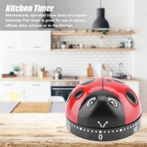 Ladybug Kitchen Timers, Cute Cooking Timer Baking Clock 60 Minute Mechanical Manual Clockwork Alarm No Battery Required for Classroom Bathroom Reading Sports Baking Gifts Game Exercise Office