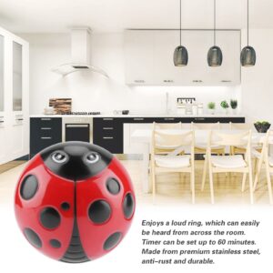 Ladybug Kitchen Timers, Cute Cooking Timer Baking Clock 60 Minute Mechanical Manual Clockwork Alarm No Battery Required for Classroom Bathroom Reading Sports Baking Gifts Game Exercise Office