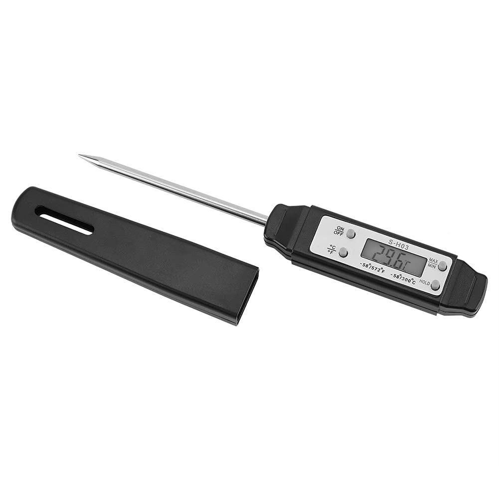 Horticulture BBQ Supplies, Digital Food Thermometer Kitchen Cooking BBQ Meat Probe 1Pc Instant Reading (Black)